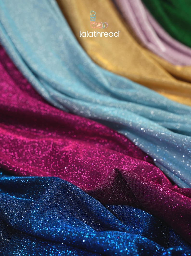 Green Glitter Lurex Fabric by the Yard, Sparkly Stretch Knit Shimmer ...