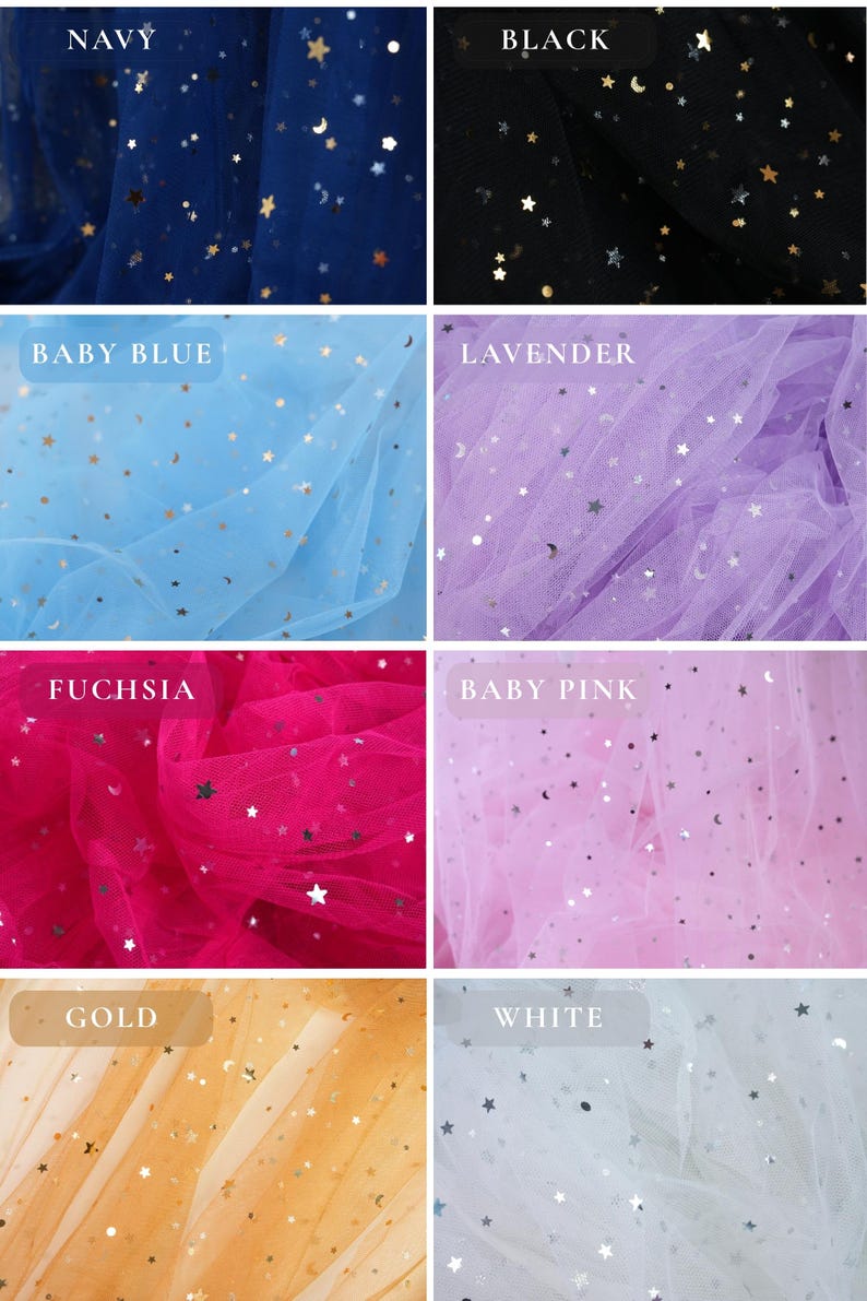 White Celestial Sheer Tulle by the Yard, Star Burst Glitter Lace for ...