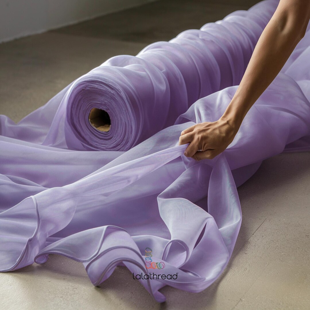 Lavender Crystal Organza Fabric by Yard, Sheer Purple Fabric for Puffy ...