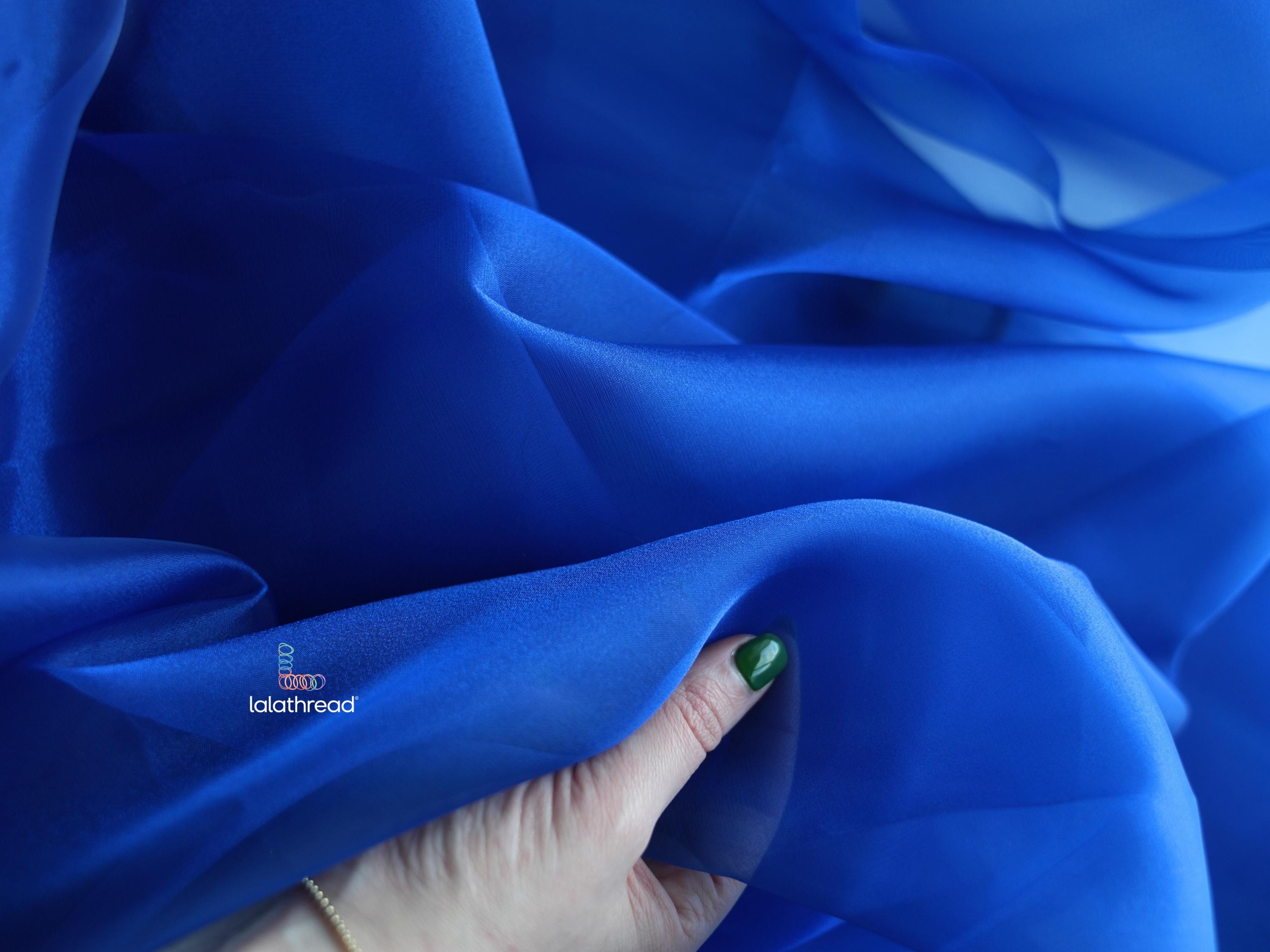Royal Blue Organza Fabric by Yard, Crystal Organza Shiny Blue Fabric ...
