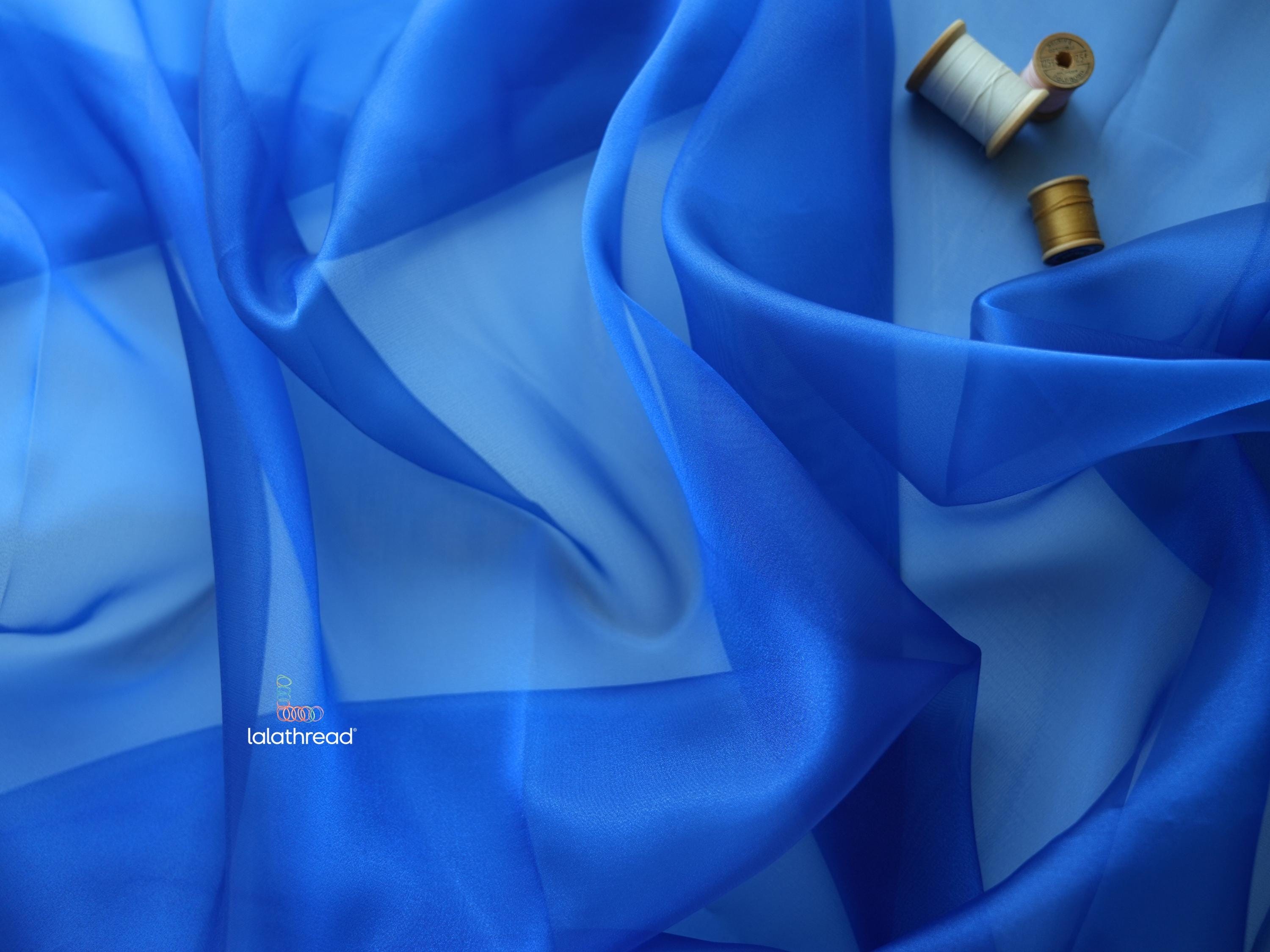 Royal Blue Organza Fabric by Yard, Crystal Organza Shiny Blue Fabric ...