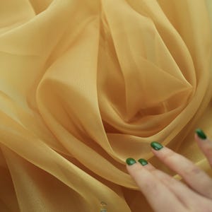 Gold Sheer Organza Fabric by Yard, Metallic Gold Fabric for Dresses ...
