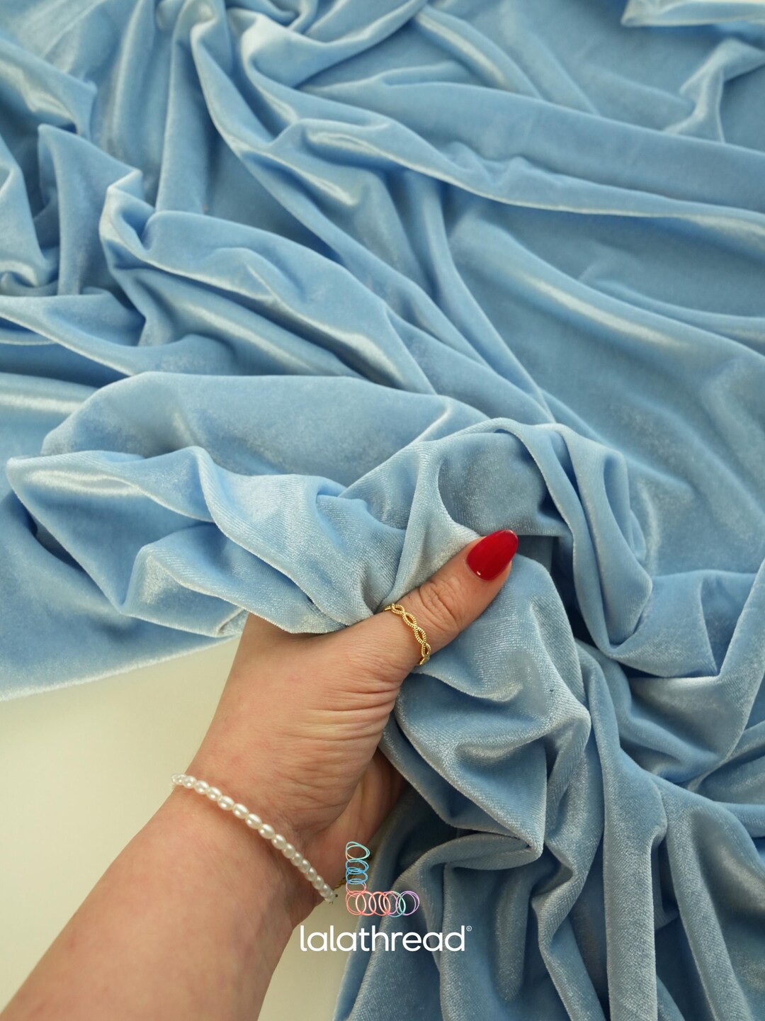 Baby Blue Stretch Velour by the Yard, Soft Stretch Velvet for Dresses ...