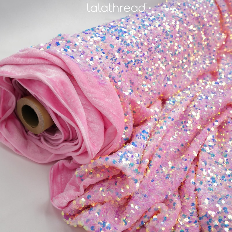 Lace Sequins Pink Fabric - Etsy