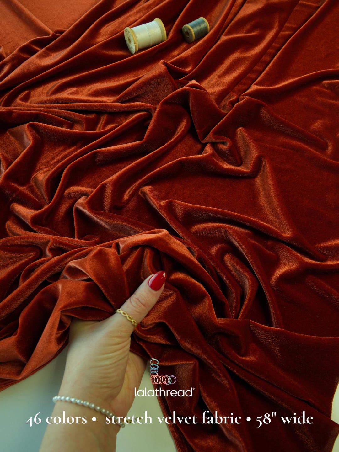 Rust Velvet Fabric, Soft Stretchy Velvet by the Yard, 4-way Plush ...