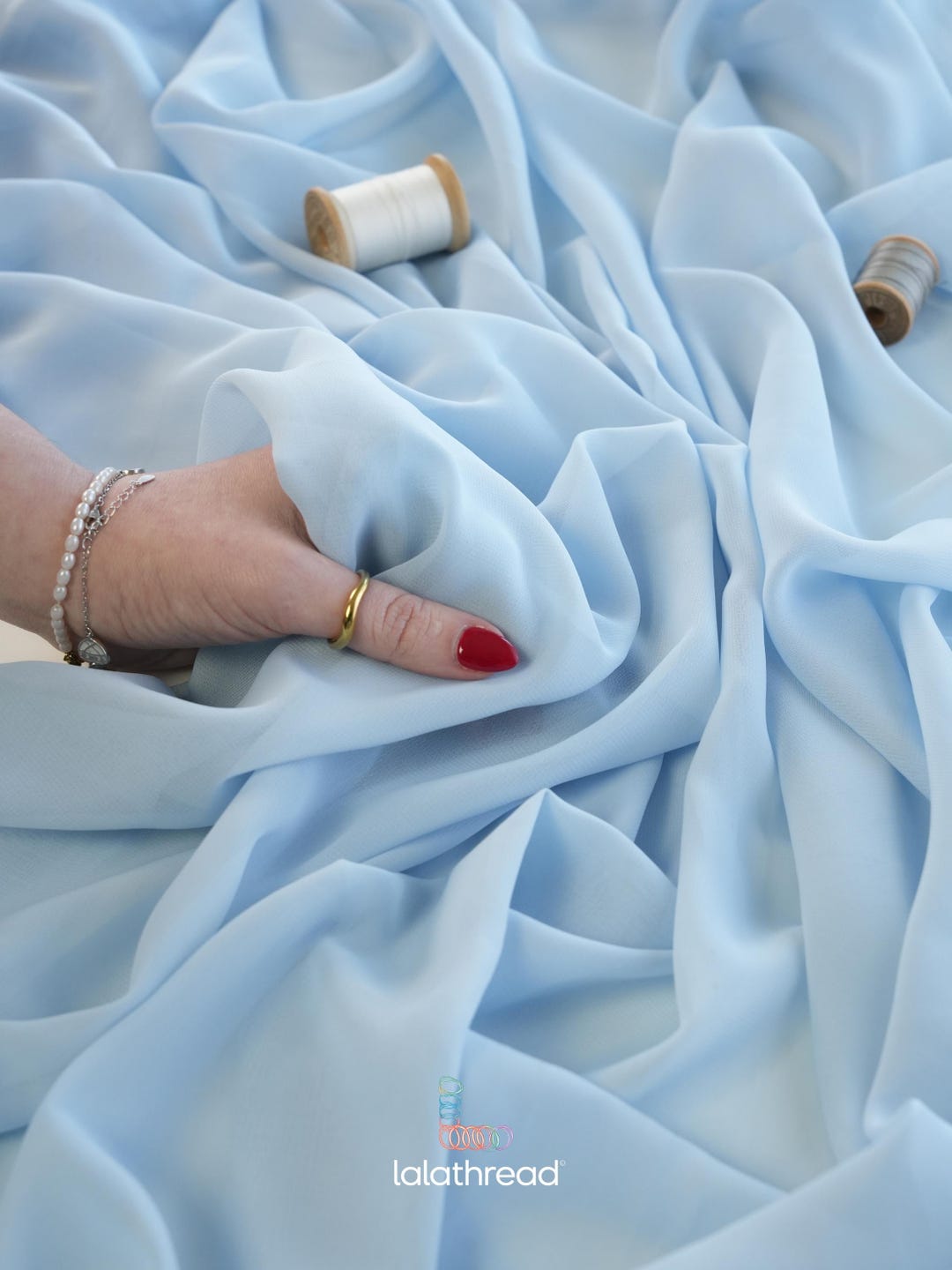 Light Blue Sheer Chiffon Fabric by the Yard, Flowy Draping Soft Chiffon ...