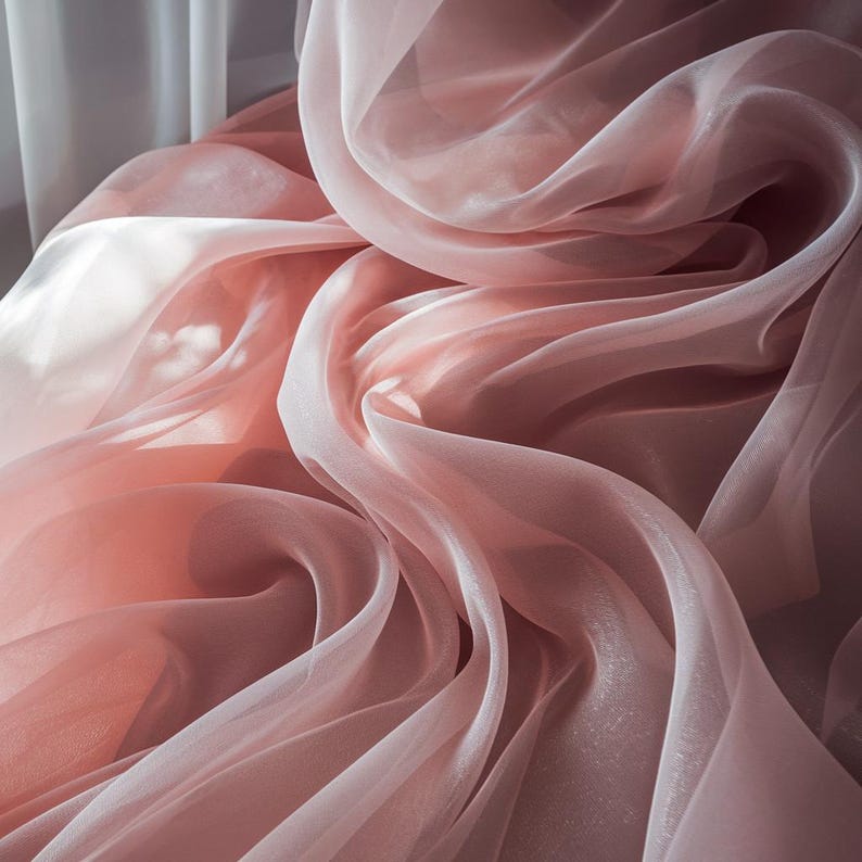 Dusty Rose Organza Fabric by Yard, Powder Pink Bridal Fabric, Rose ...