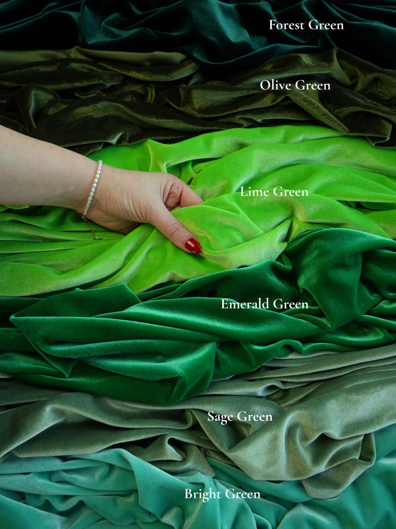 Forest Green Velvet, Green Stretch Velvet Fabric by the Yard, 4-way ...