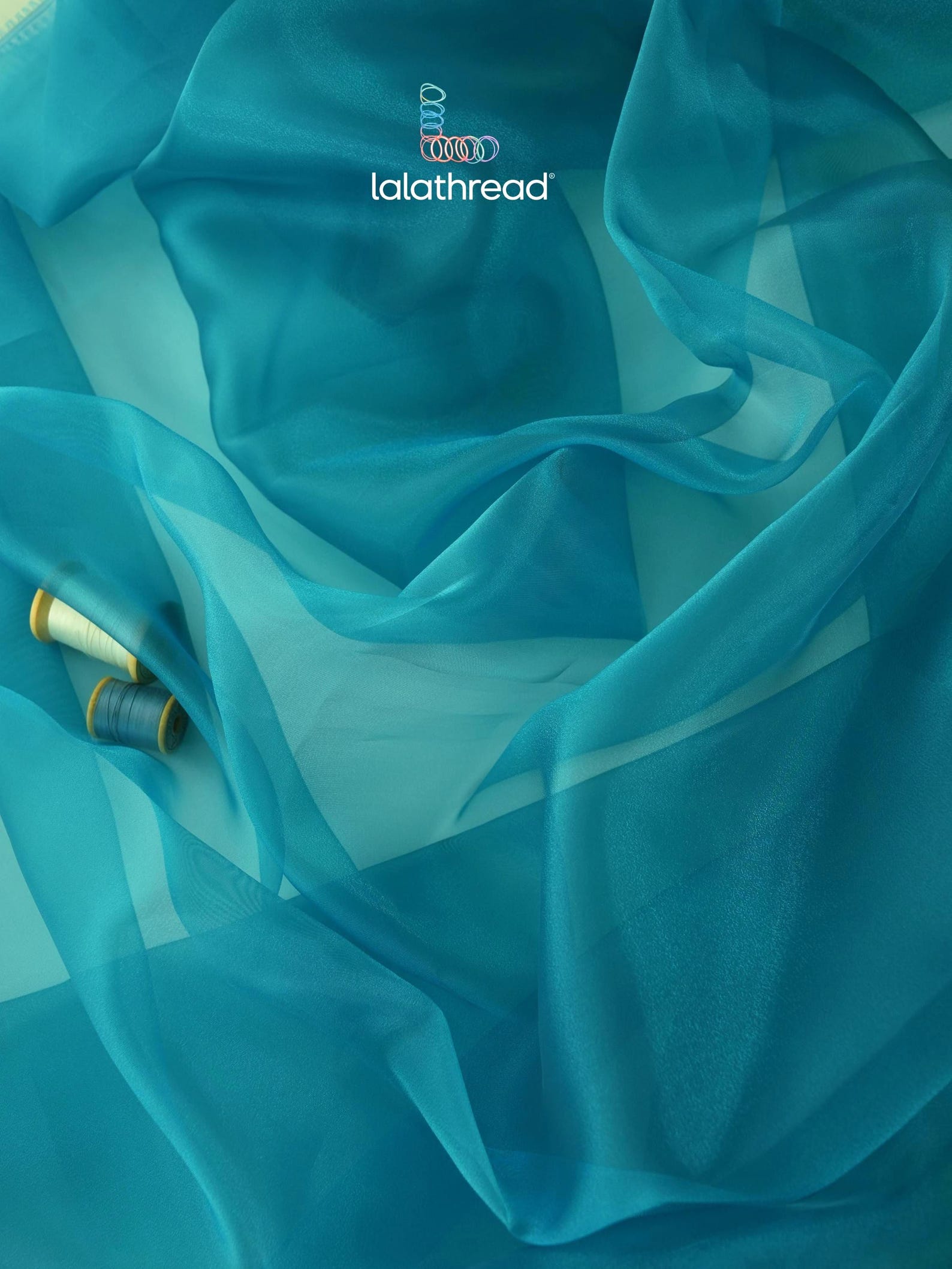 Teal Crystal Organza Fabric by the Yard, Teal Blue Sheer Organza Fabric ...