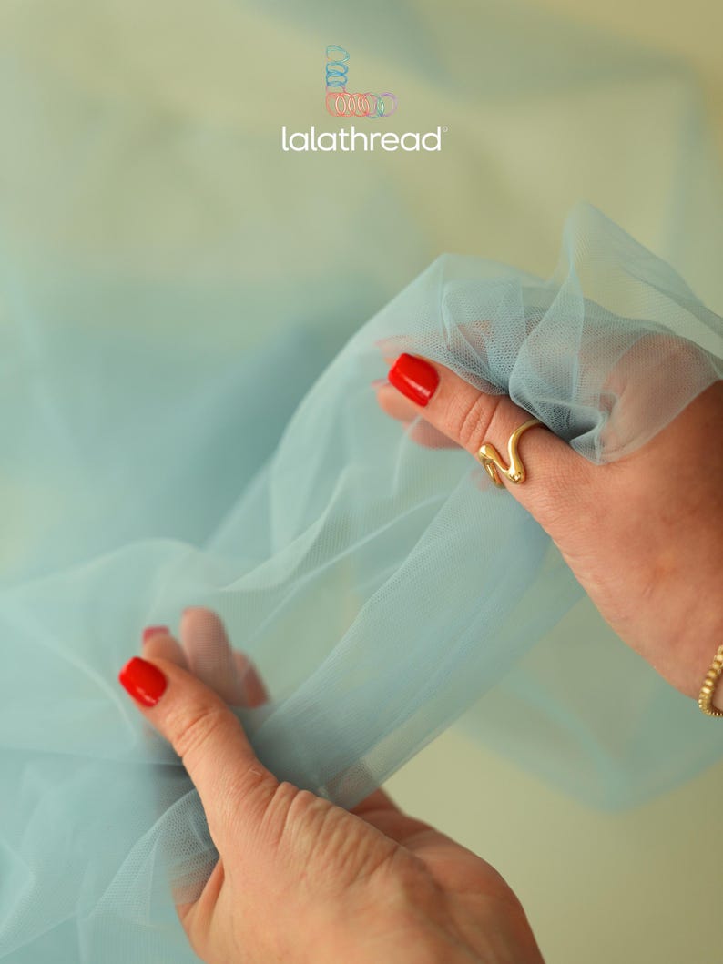 Dusty Blue Italian Tulle Fabric by Yard, Blue Illusion Tulle, Wholesale ...