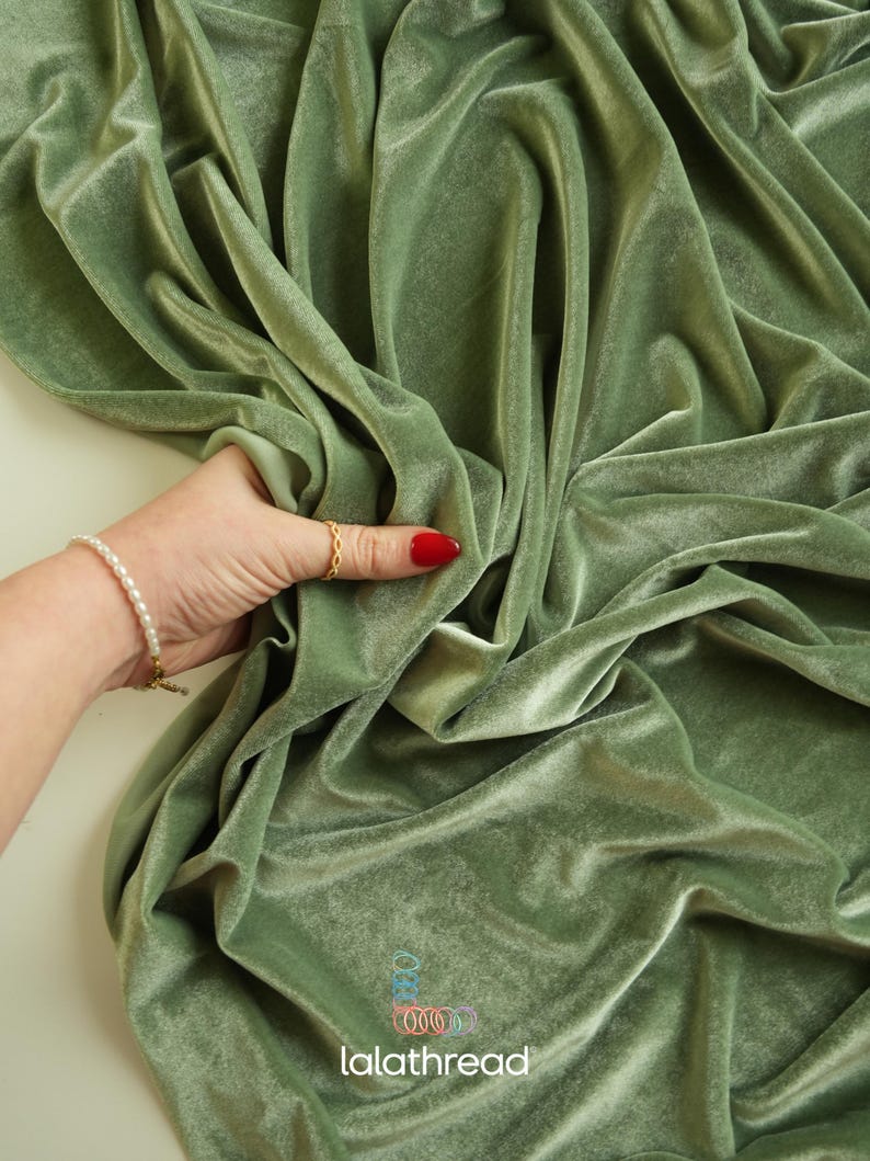 Sage Green Velvet, Sage Green Stretch Velvet Fabric by the Yard, Soft ...