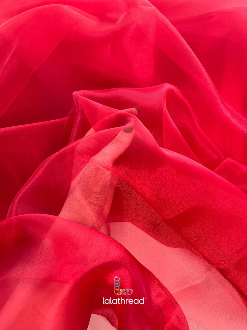 Red Crystal Organza Fabric by Yard, Red Sheer Organza for Dresses ...