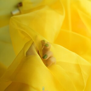 Yellow Crystal Organza by Yard, Yellow Sheer Fabric, Lightweight Yellow ...