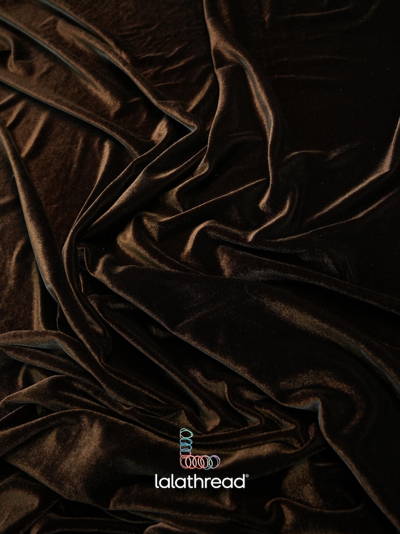 Dark Brown Stretch Velvet Fabric by the Yard, 4-way Soft Velour for ...