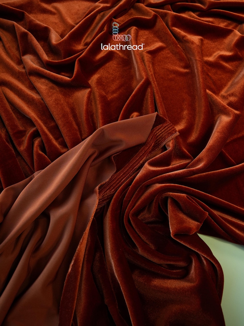 Rust Velvet Fabric, Soft Stretchy Velvet by the Yard, 4-way Plush ...