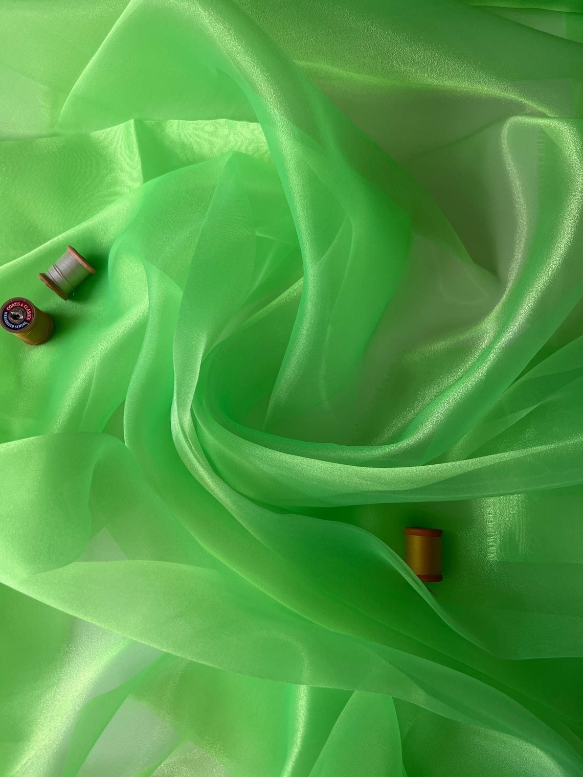 Lime Green Organza Fabric by Yard, Sheer Organza for Dress, Neon Green ...