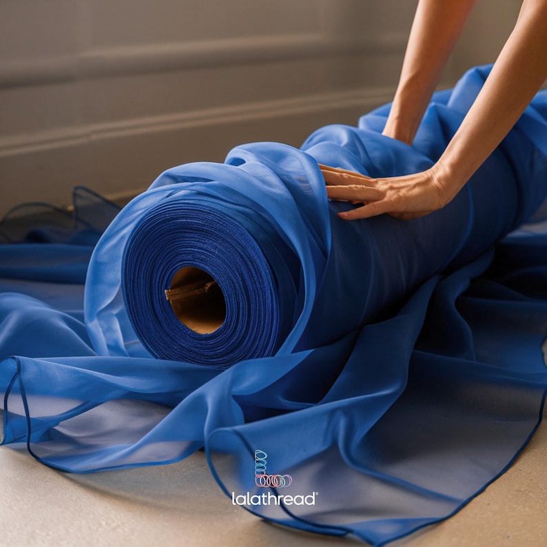 Royal Blue Organza Fabric by Yard, Crystal Organza Shiny Blue Fabric ...