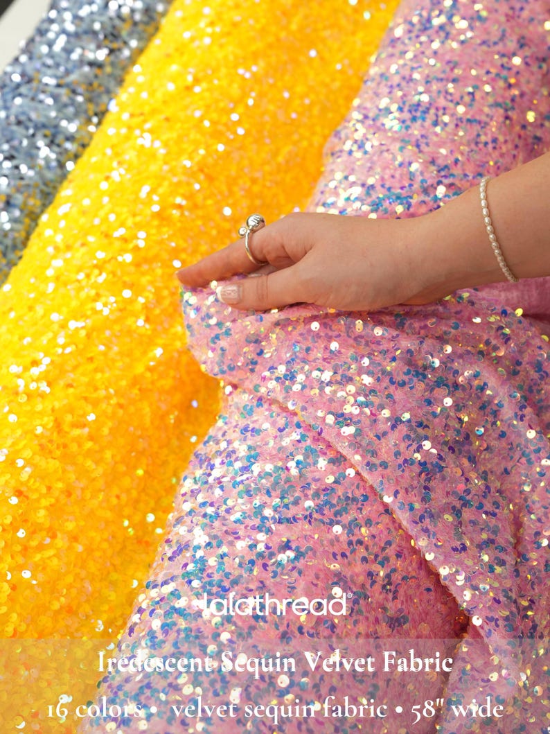 Luxury Stretch Sequin Velvet Fabric by the Yard, 2-way Stretch ...