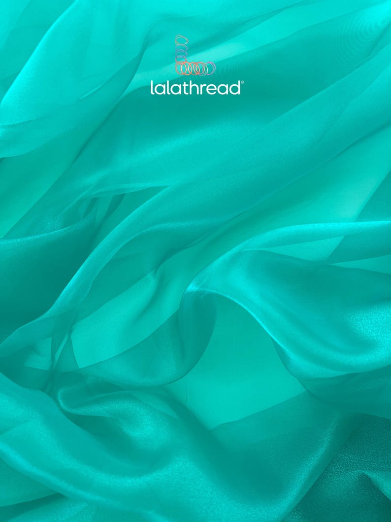 Turquoise Organza Fabric by the Yard, Aqua Sheer Organza for DIY Decor ...