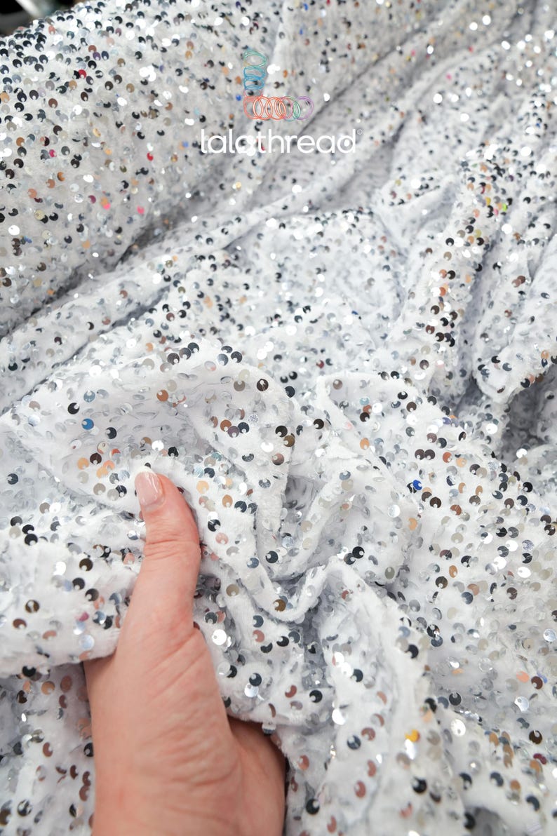 Luxury Stretch Sequin Velvet Fabric by the Yard, 2-way Stretch ...