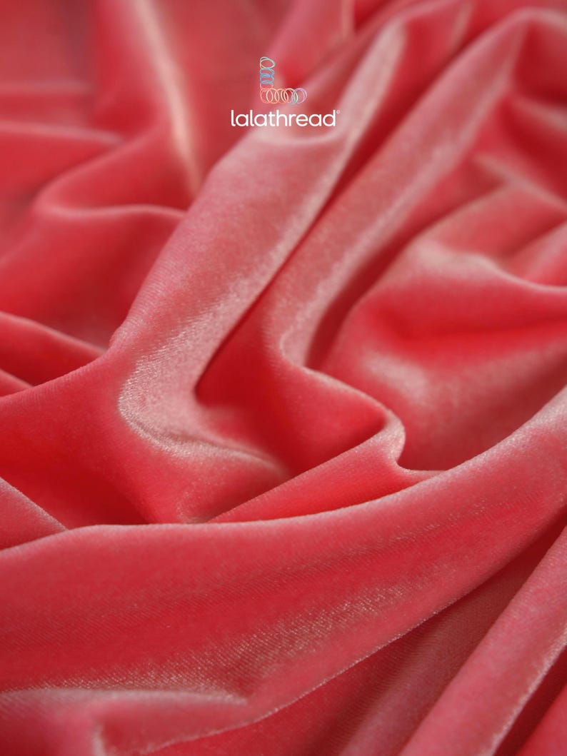 Coral Velvet Fabric by the Yard, Pink 4-way Stretch Silky Soft Velvet ...