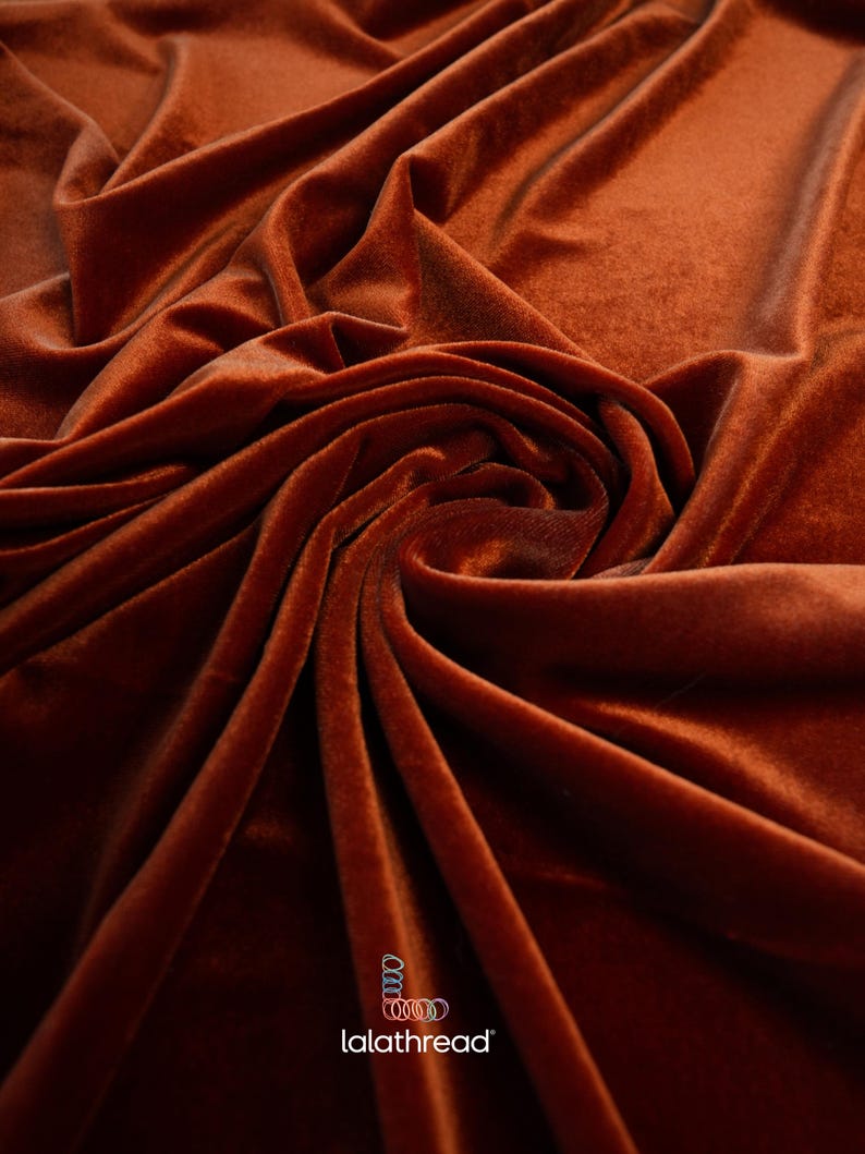 Rust Velvet Fabric, Soft Stretchy Velvet by the Yard, 4-way Plush ...