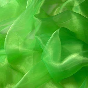 Lime Green Organza Fabric by Yard, Sheer Organza for Dress, Neon Green ...