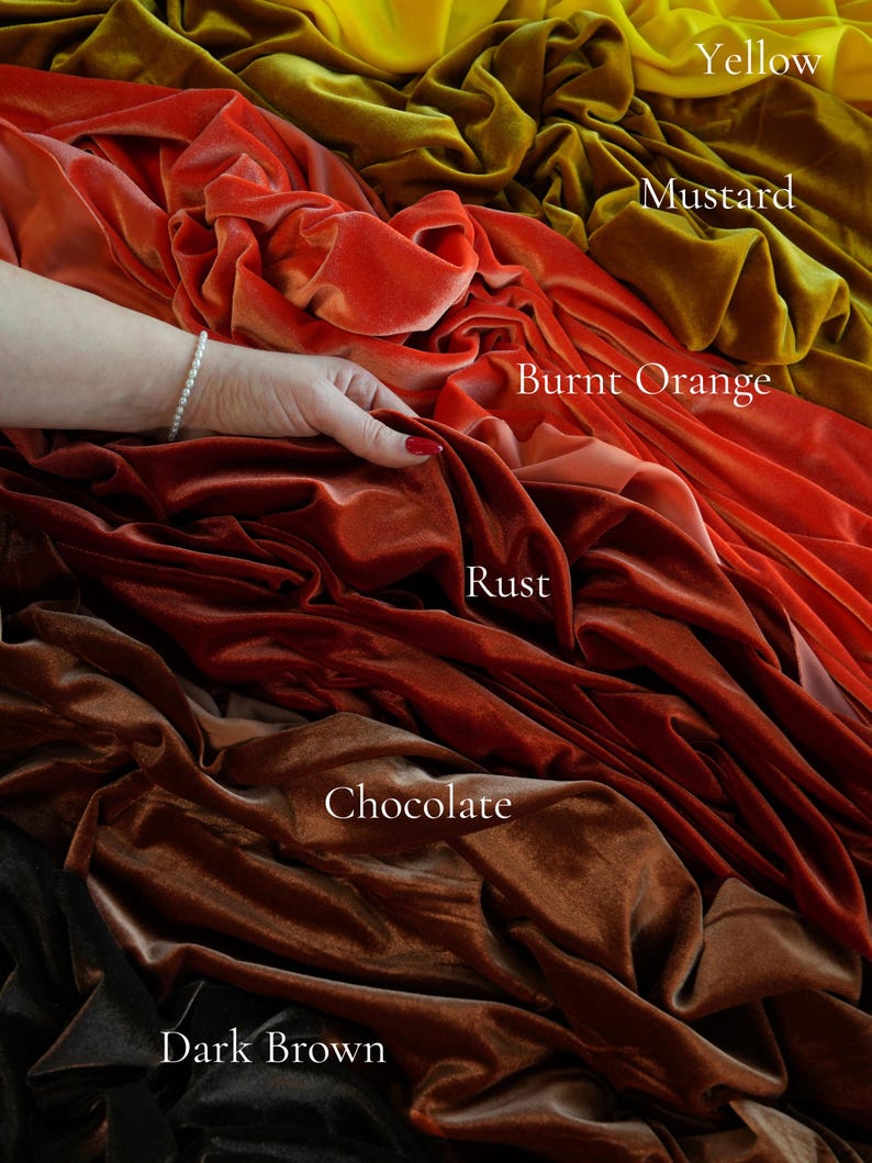 Rust Velvet Fabric, Soft Stretchy Velvet by the Yard, 4-way Plush ...