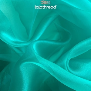 Turquoise Organza Fabric by the Yard, Aqua Sheer Organza for DIY Decor ...