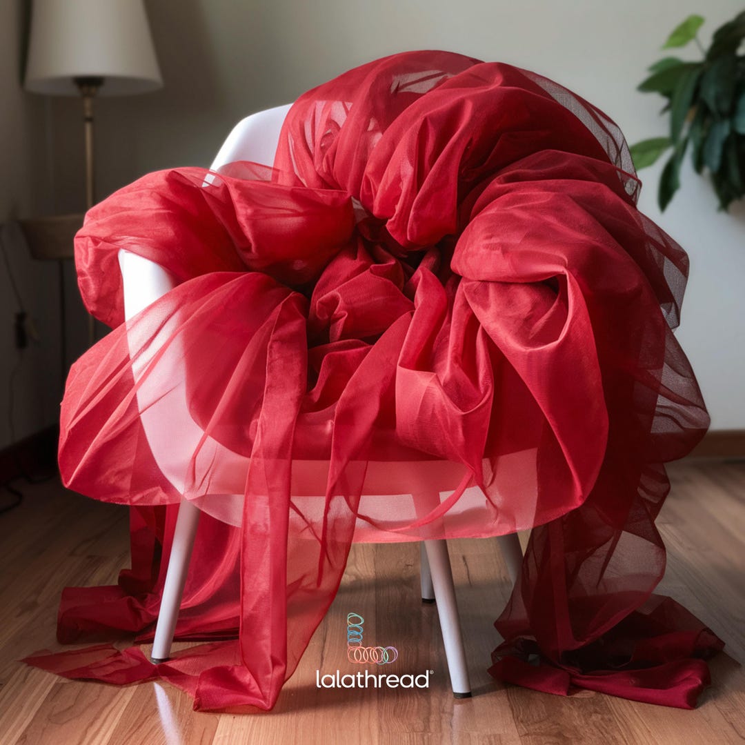 Red Crystal Organza Fabric by Yard, Red Sheer Organza for Dresses ...