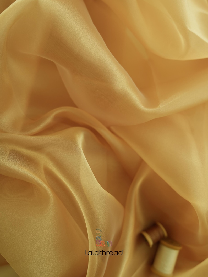 Gold Sheer Organza Fabric by Yard, Metallic Gold Fabric for Dresses ...
