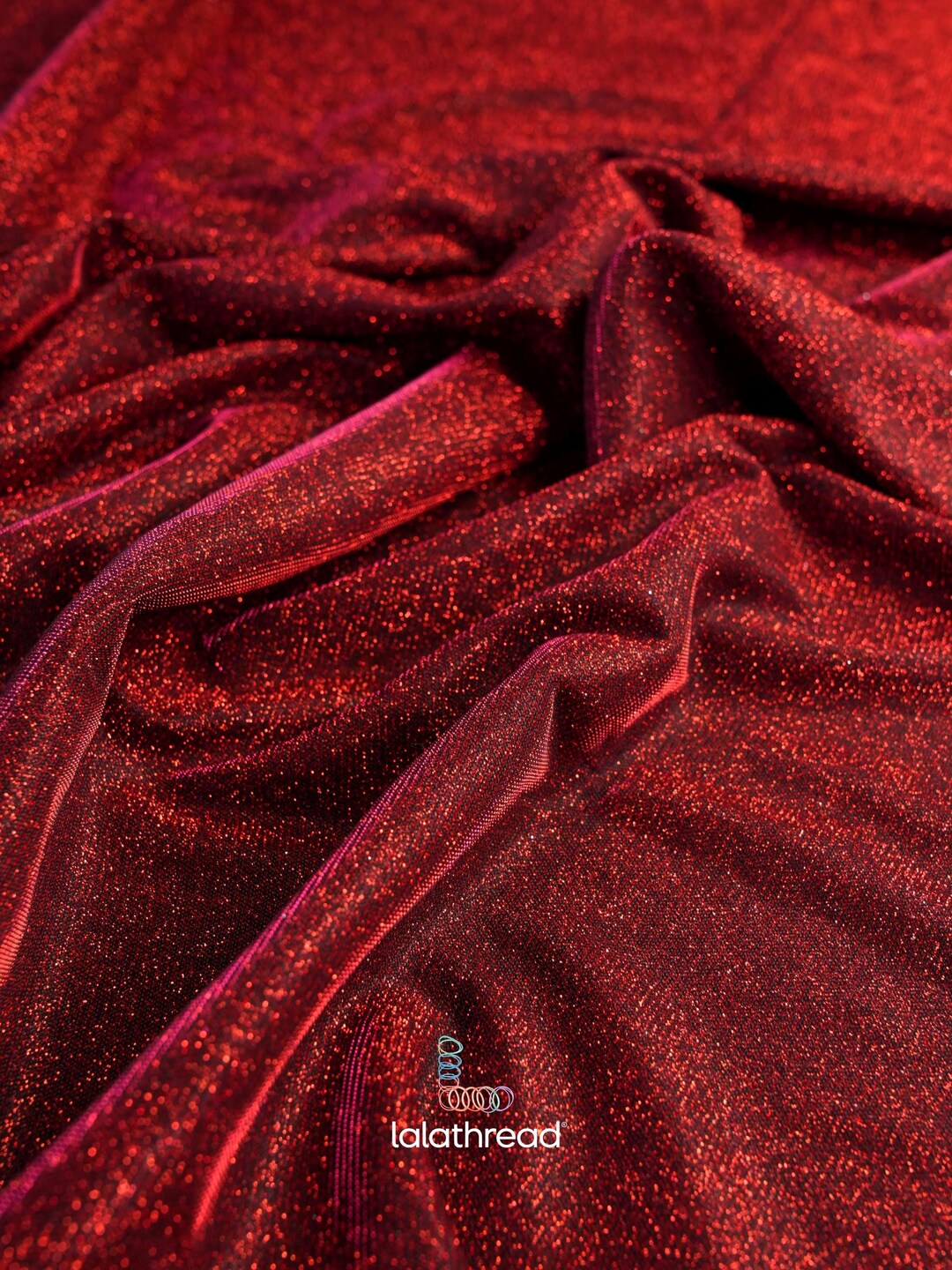 Sparkle Red Lurex Glitter Fabric by the Yard, Sparkly Red Stretch ...