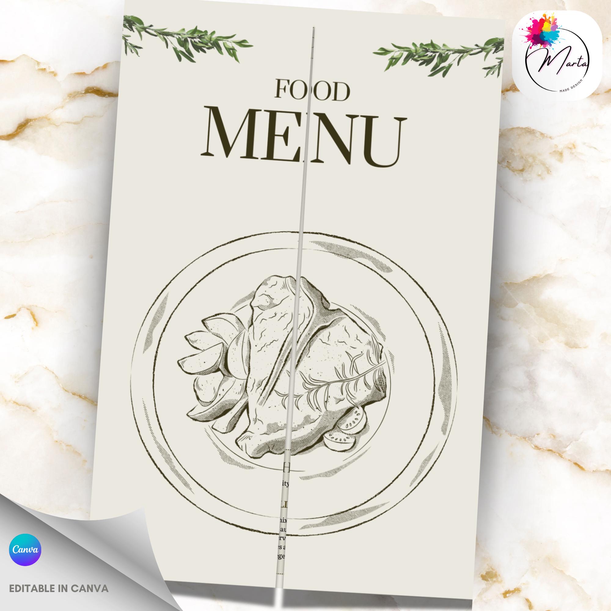 Full Foldable Restaurant Menu Italian Theme, 420x314mm, Fully Editable ...