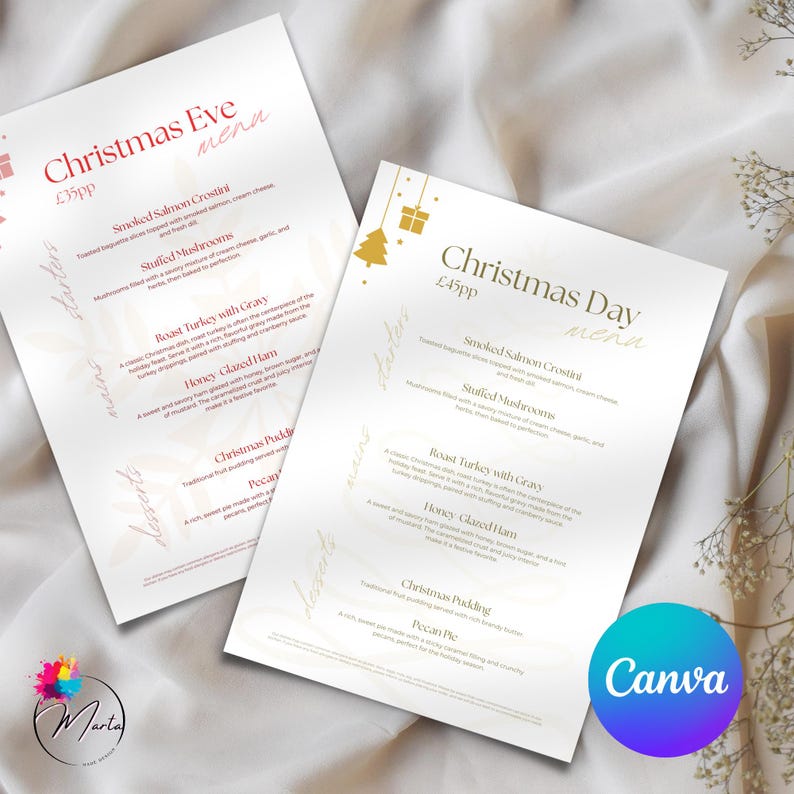 Customisable Christmas Day & Christmas Eve Menus – Editable Templates ...