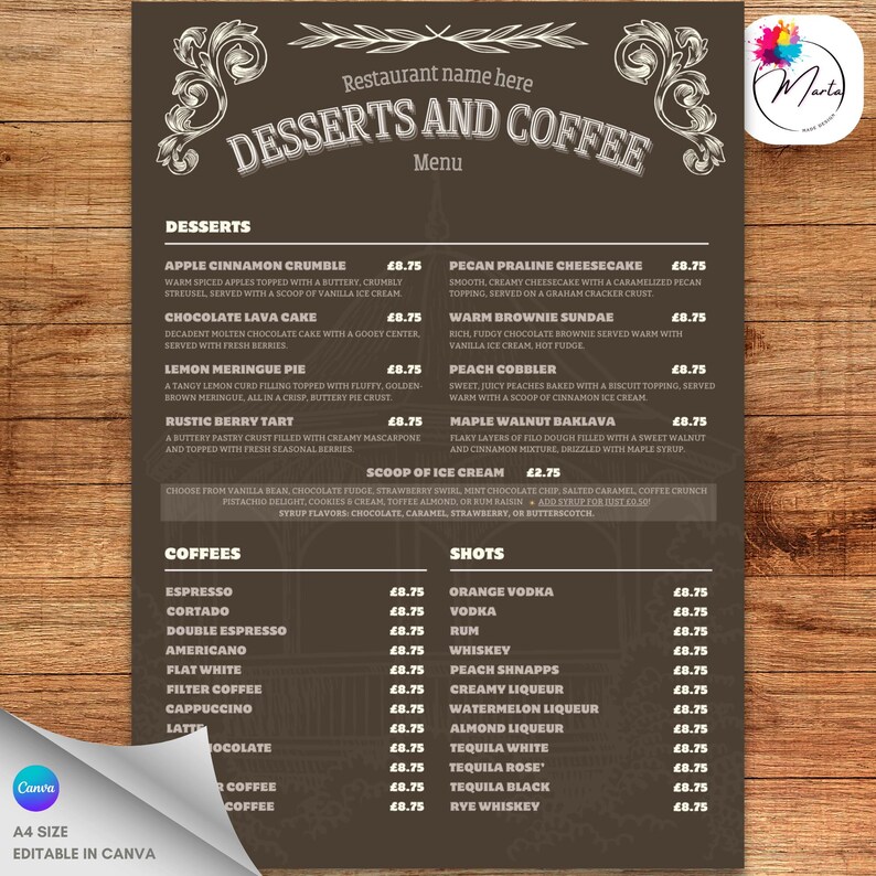 Editable Vintage Restaurant Menu A4 - Two Rustic Retro Designs for Food ...