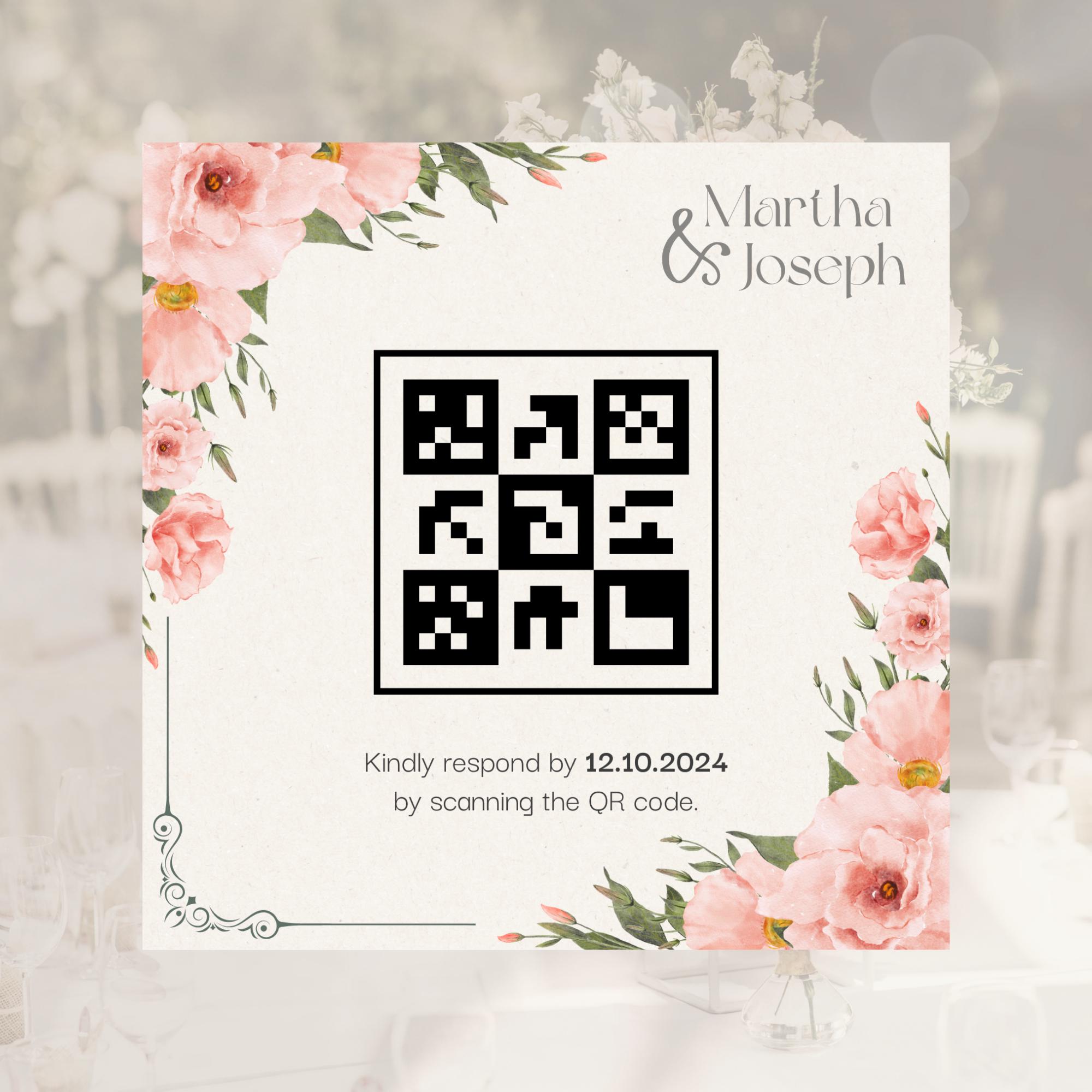 Wedding Invitation Template, Wedding QR Code Card - Etsy