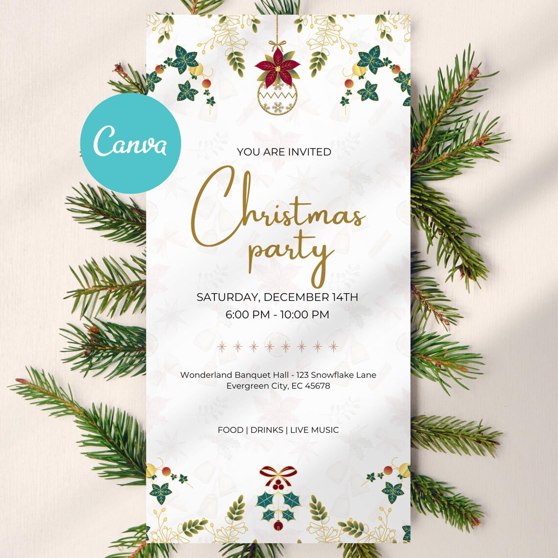 Editable Christmas Party Invitation Template - Etsy