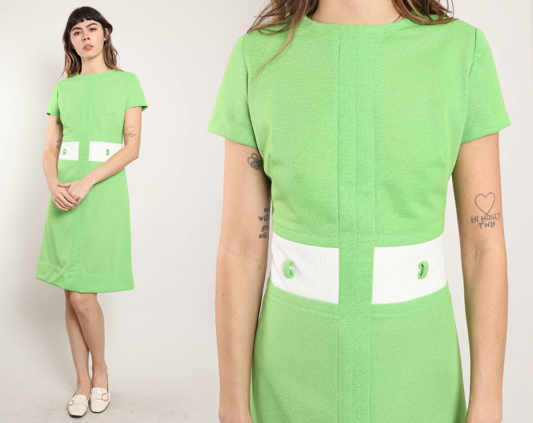 60s MOD SHIFT Dress M L / Sacony Exclusive Green Shift Dress - Etsy