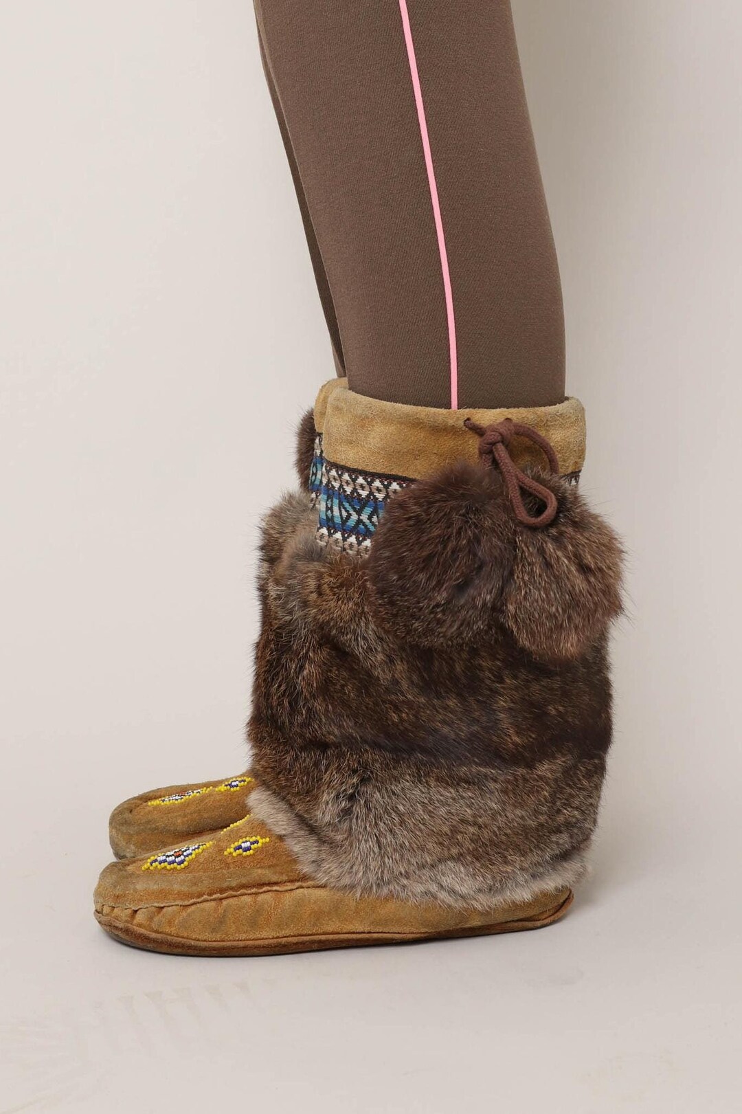 80s RABBIT FUR Mukluk Boots Women's 7 / 1980s Moccasin Boots Rabbit Fur ...