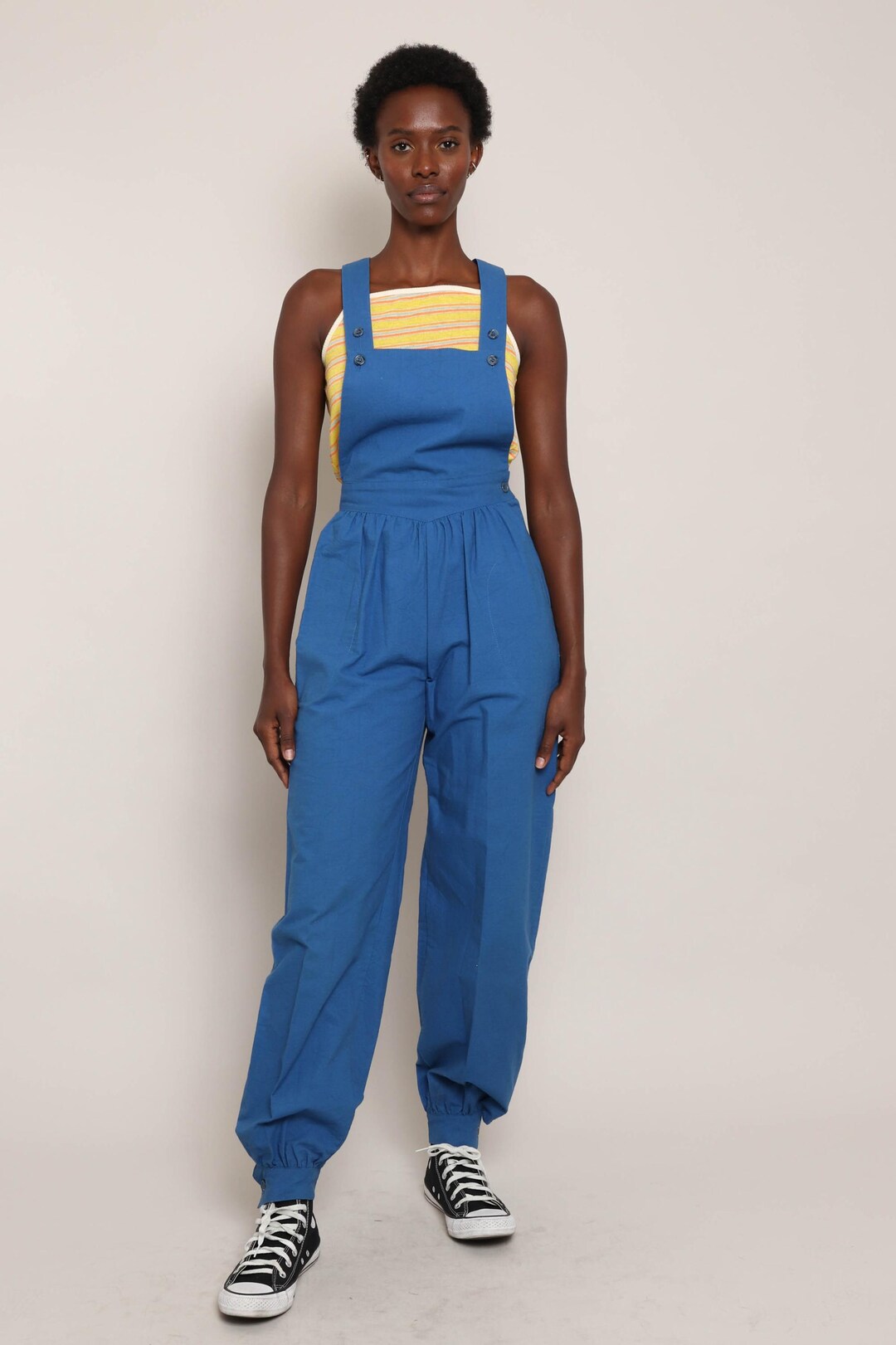 80s BLUE Overalls XS / 1980s En Chanté Blue Jumpsuit Balloon Pants ...