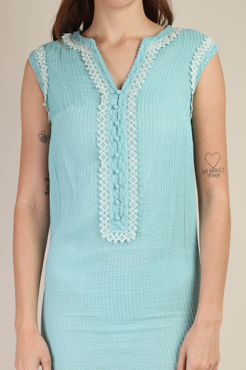 60s BLUE PIN TUCK dress xs s / lace trim dress midi dress | Etsy