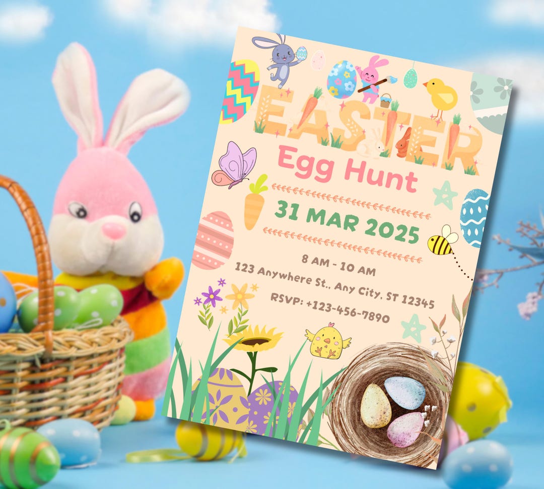 Easter Egg Hunt Invitation, Easter Bunny Party Invite, Peeps Easter ...