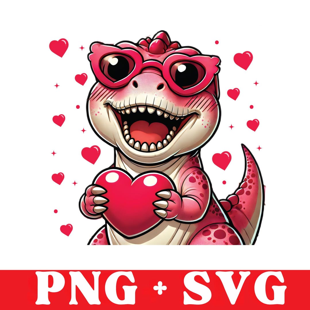 Valentine's Day Trex Png, Dino Love Png, Trex Valentine Png, Valentine ...