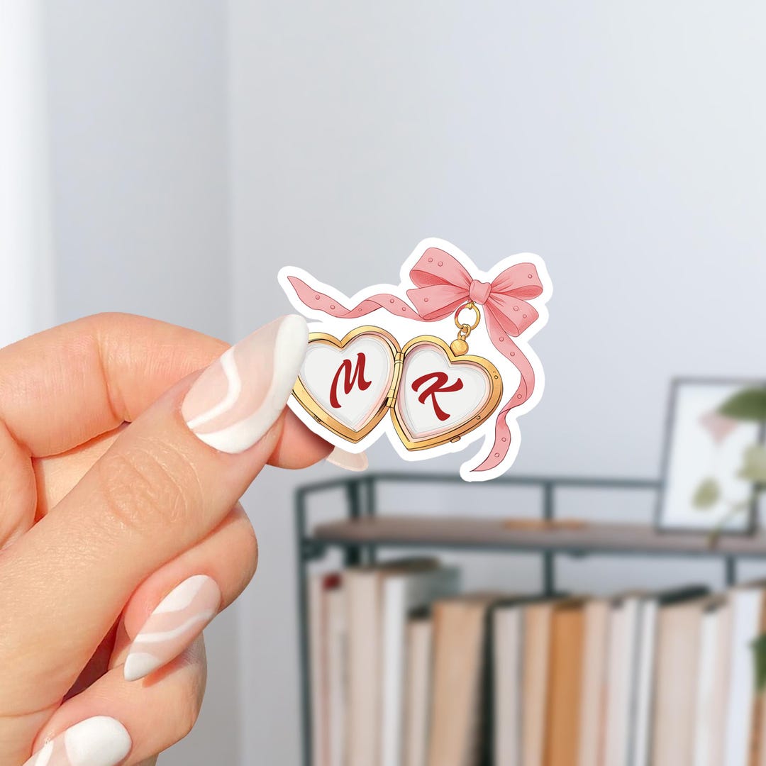 Custom Initials Heart Locket Sticker, Locket Couple Sticker, Couple ...