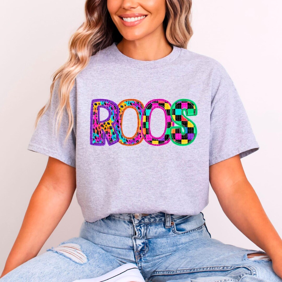 Colorful Roos Plaid and Leopard Print Design DTF Transfer Print for T ...