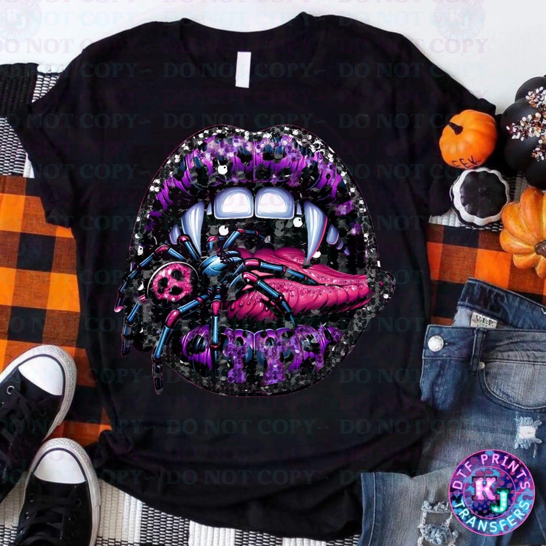 Spooky Spider Mouth - Vibrant Halloween Lips and Spider Design - Etsy