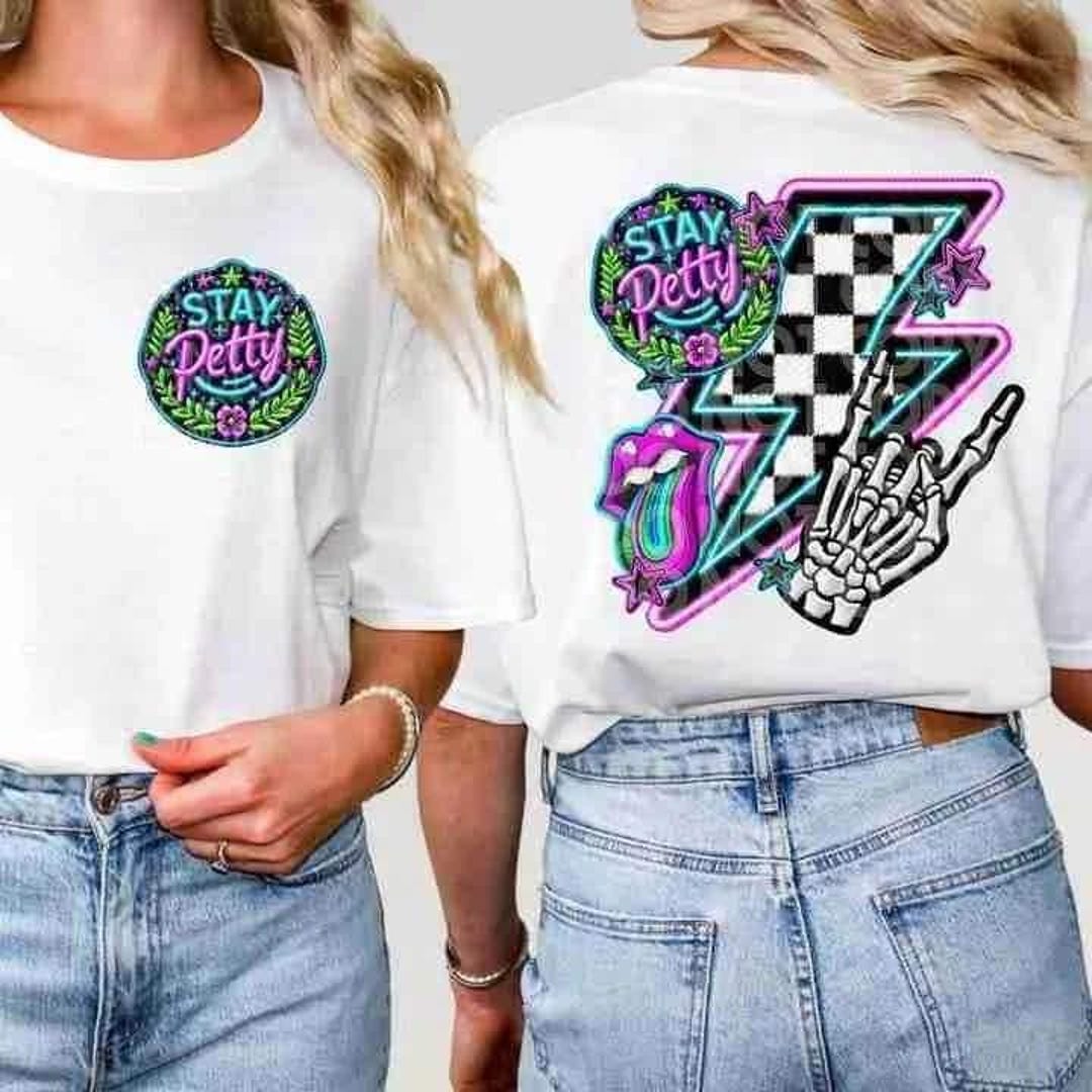 Stay Petty Design DTF Transfer Print - Pocket & Back Design Included ...