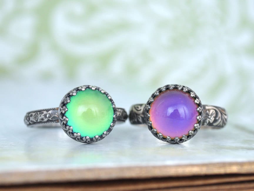 MOOD RING Sterling Silver Ring Color Changing Ring Sterling | Etsy