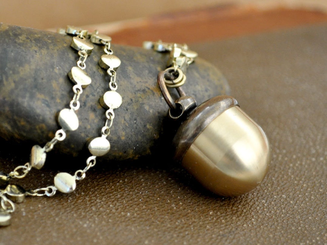 Antique Acorn Locket Memorial Ash Urn Container Bronze Locket, Pill Box ...