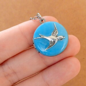 Antique Silver Sparrow Bird Locket Necklace / Tiny Petite Victorian ...